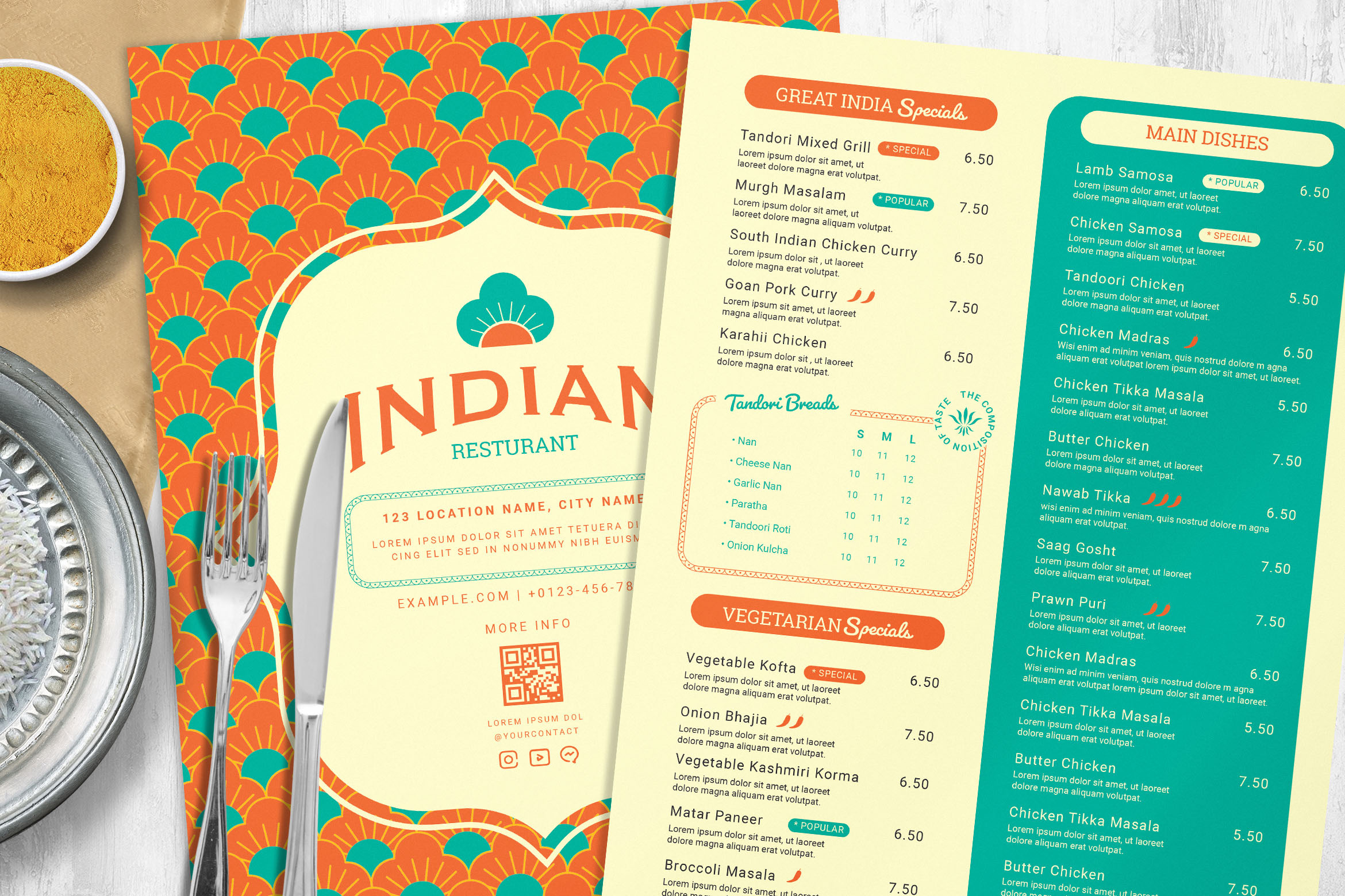 Indian Restaurant Menu Template, a Flyer Template by BrandPacks