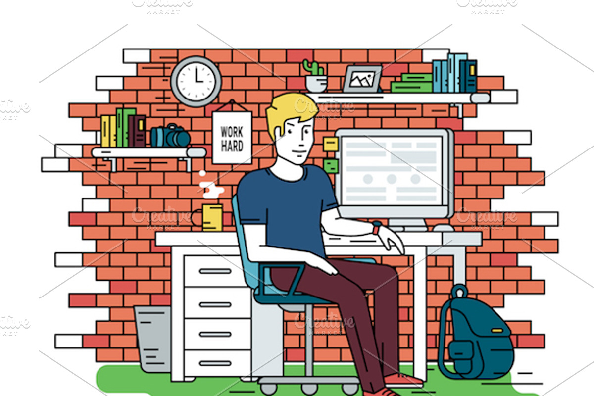 Workplace contour illustration, a Work Illustration by Julia Tim ...