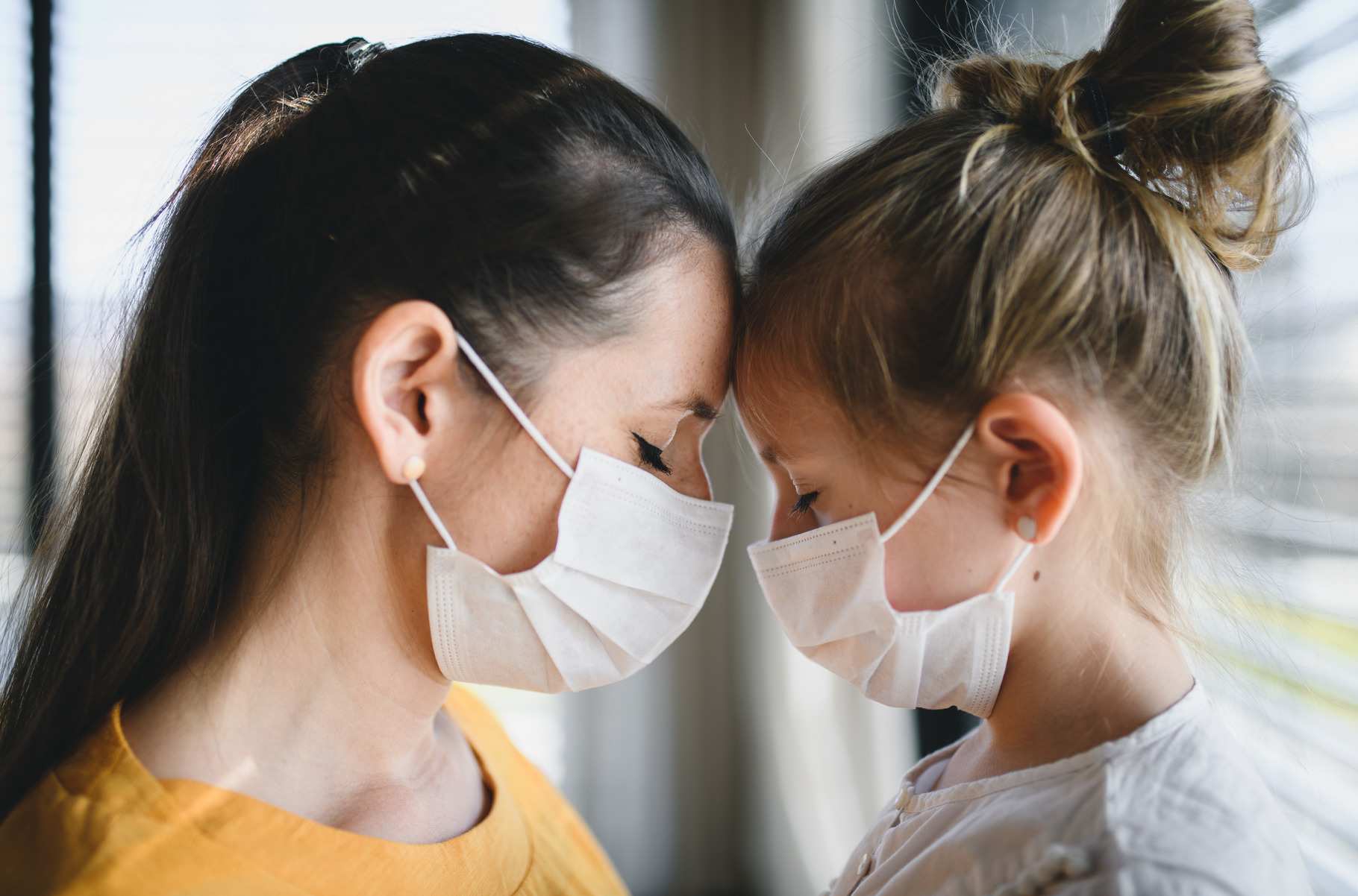 Mother and child with face masks featuring caucasian, woman, and ...
