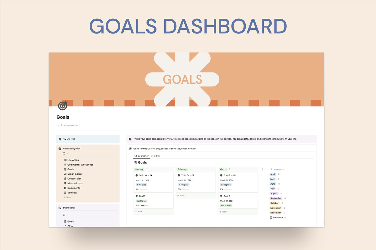 Notion Life Hub Template - Bright, a Templates & Theme by 89 Golden Blvd
