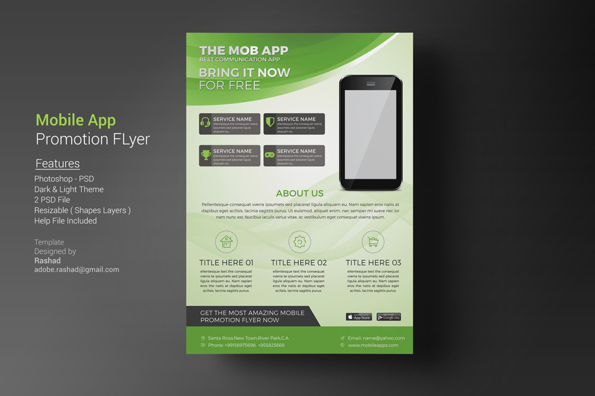 Mobile App Promotion Flyer, a Flyer Template by BrochuresFactory