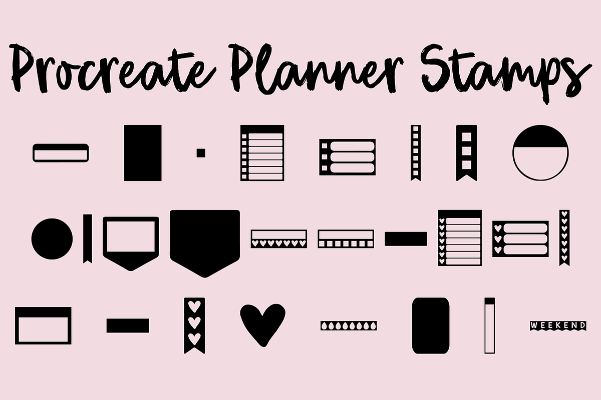 Procreate Planner Sticker Stamps, a Brush Add-On by Nap Time Design Co.