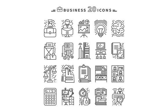 Set of Black Business Icons, an Outline Icon by robuart