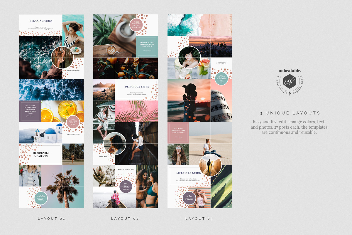 Instagram Post Layouts Bundle, a Social Media Template by The Iconic