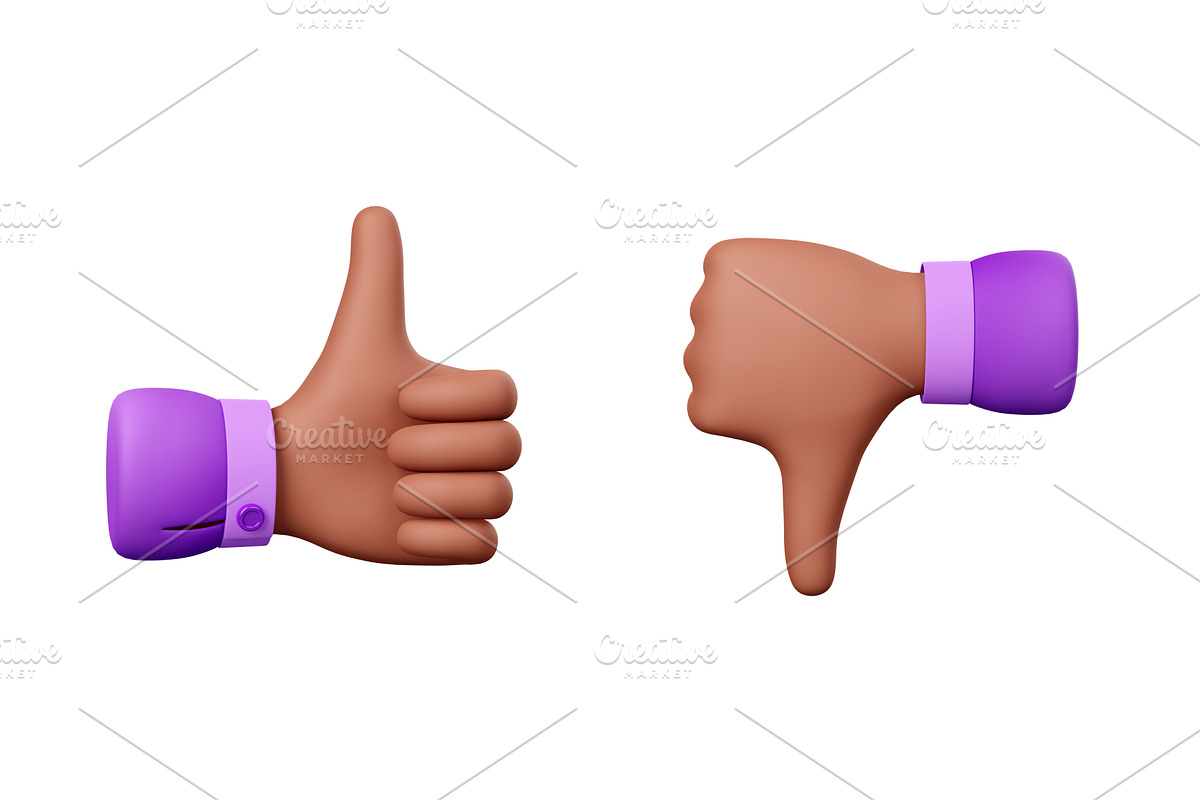 Like and dislike icons with thumb up, an Object 3D Model by art PVP ...