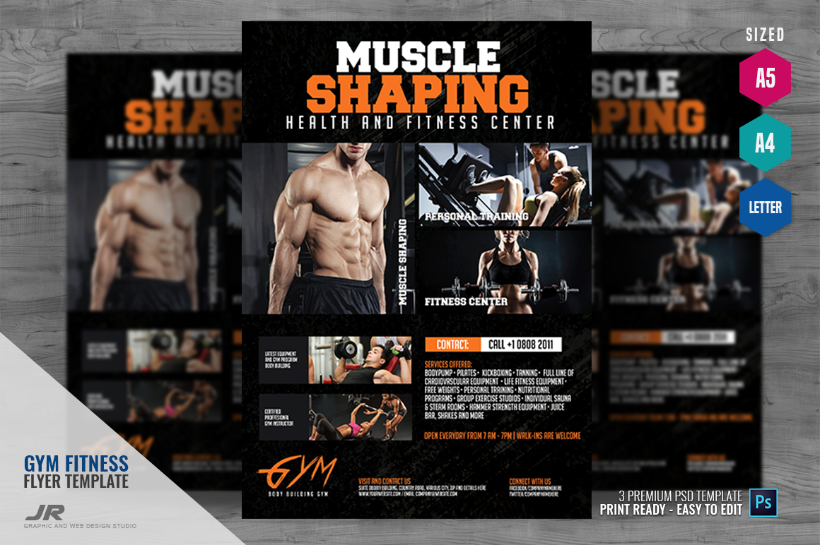 Gym Services Flyer Design Template, a Flyer Template by PSDPixel