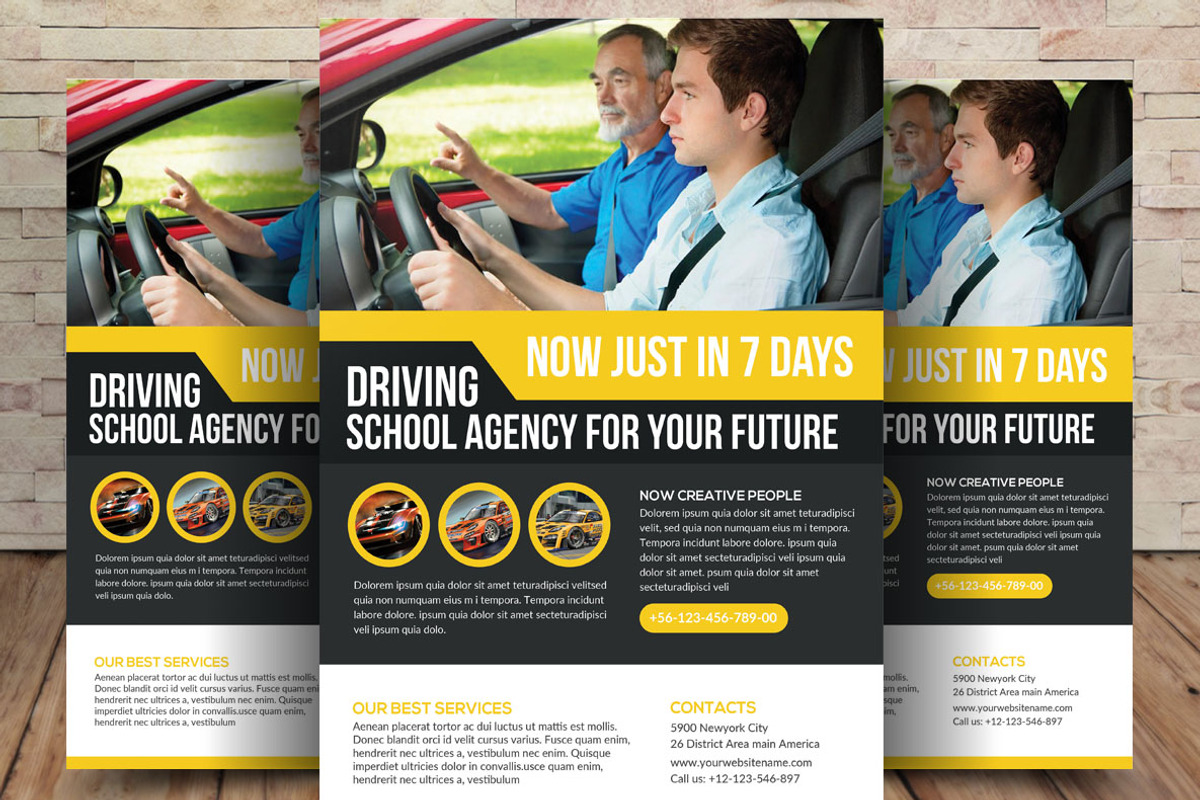 Driving School Flyer Template, a Flyer Template by graphicforest
