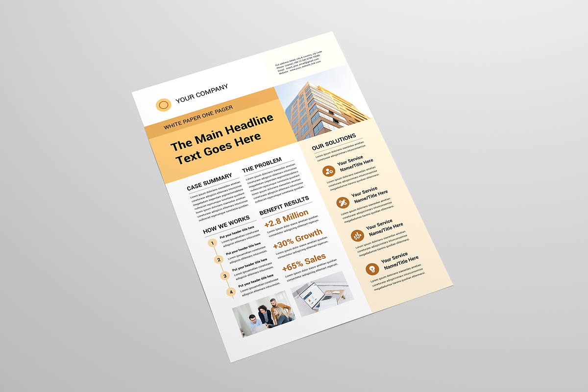 One Pager | Canva, MS Word, InDesign, a Flyer Template by Leaflove