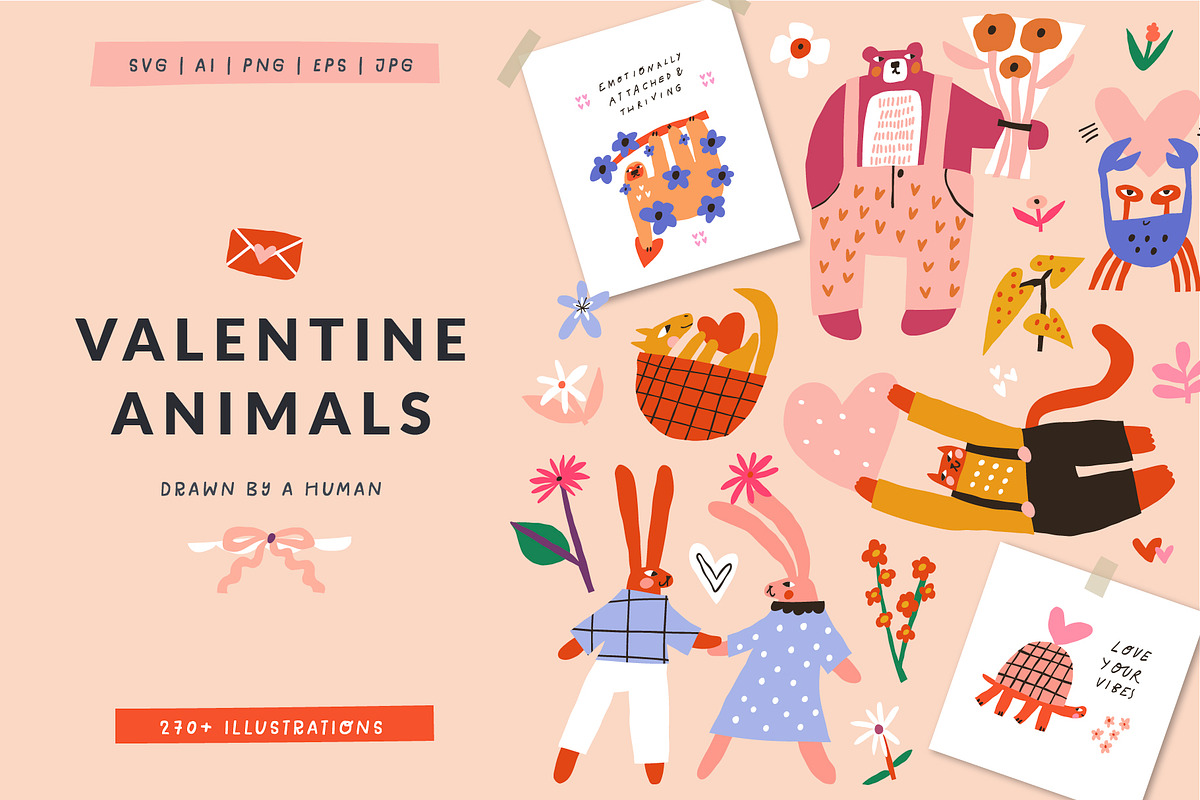 Valentine Animals | SVG, PNG, AI, an Animal Illustration by Olia