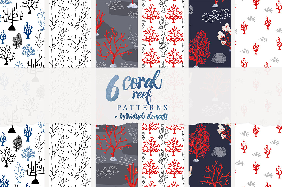 6 Coral Reef Patterns, a Pattern Graphic by Petite Salade