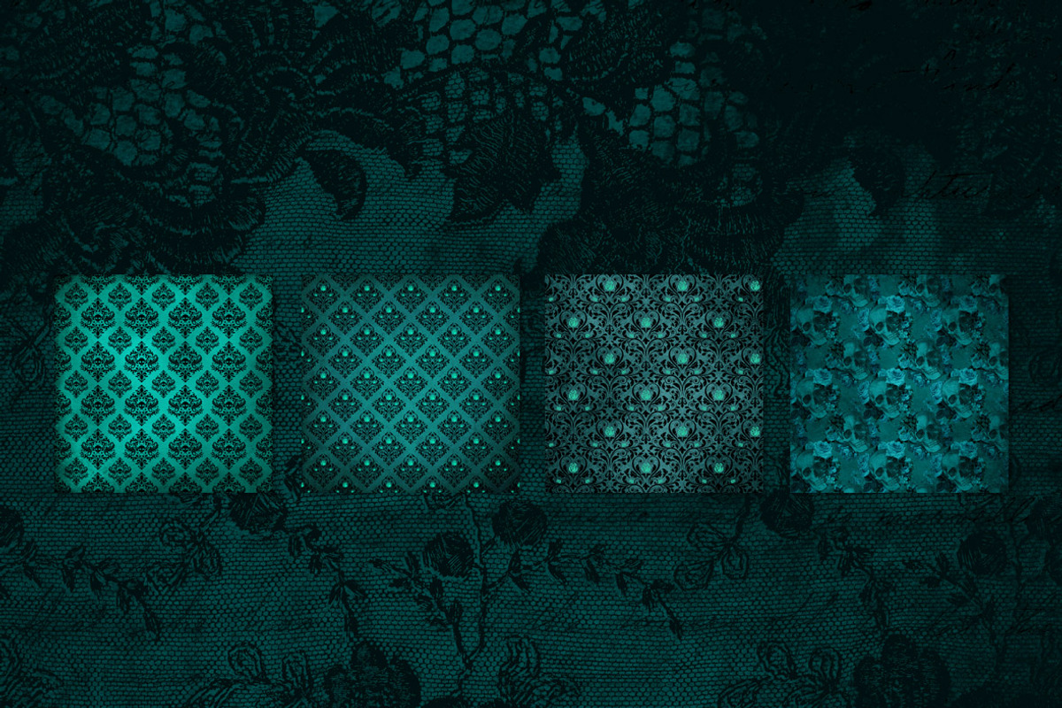 Teal Gothic Digital Paper Textures, a Texture Graphic by Digital Curio