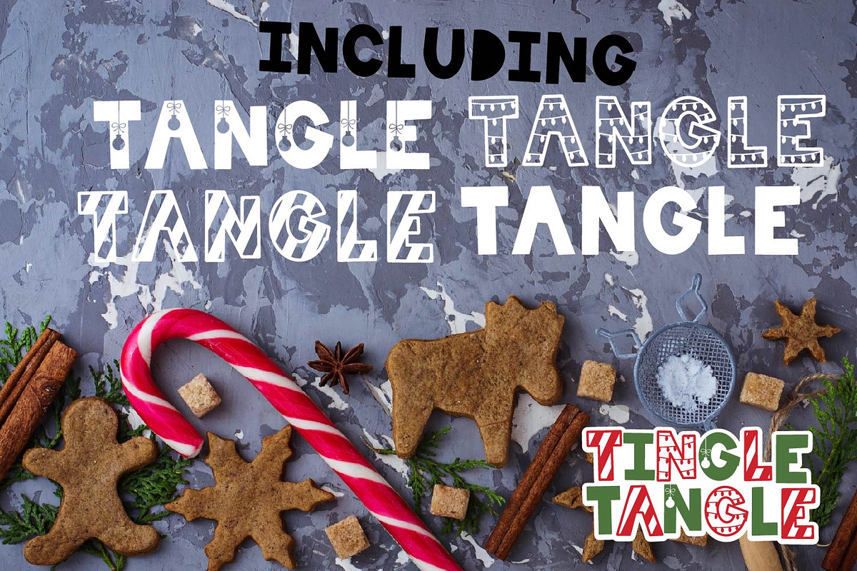 Tingle Tangle - Christmas Font Quad, a Font by CraftyLittleNodes