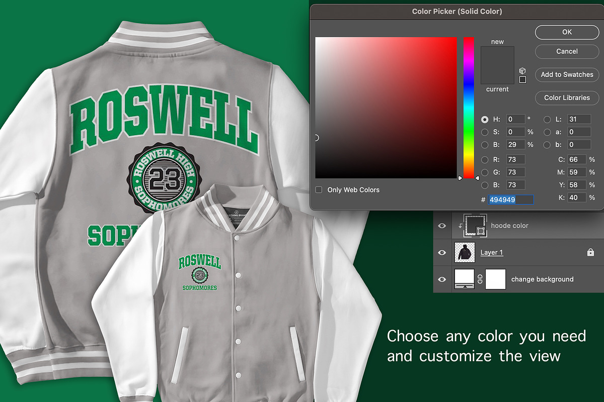 Varsity Jacket mockup psd front back