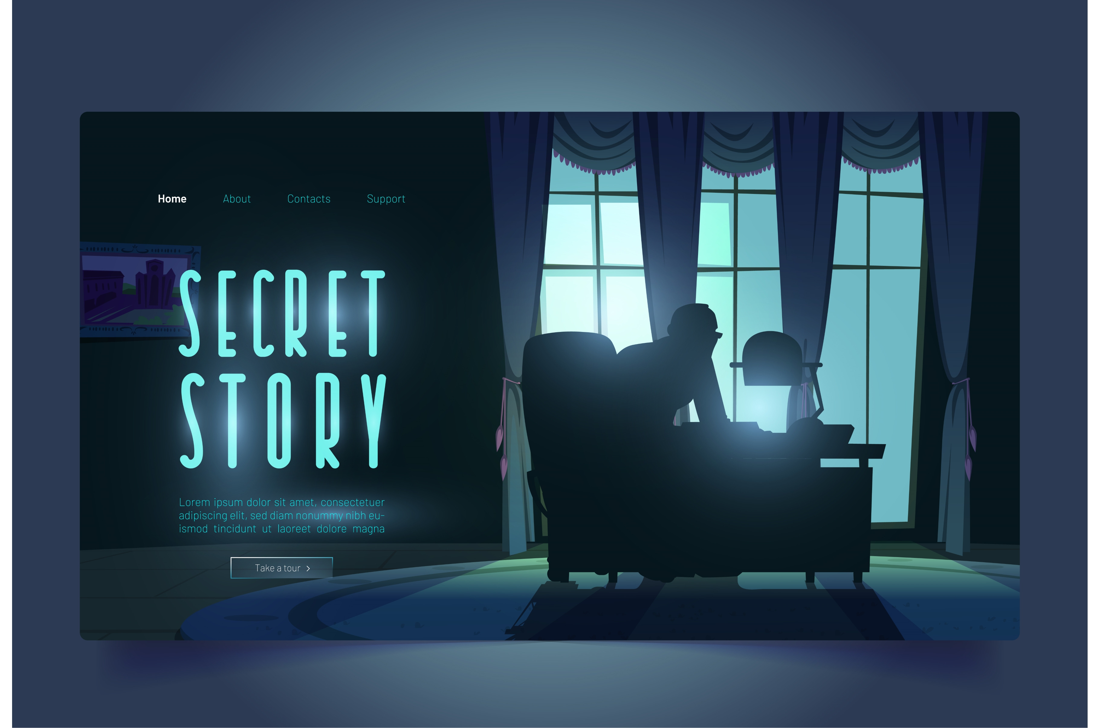 Secret story tour banner with spy in, a Work Illustration by art PVP ...
