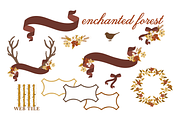 Autumn Antlers & Flowers Vector, an Illustration by Kelly Jane Creative