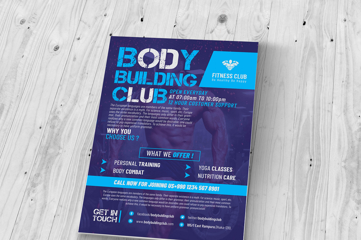 Body Building Club Flyer, a Flyer Template by MRI STUDIO