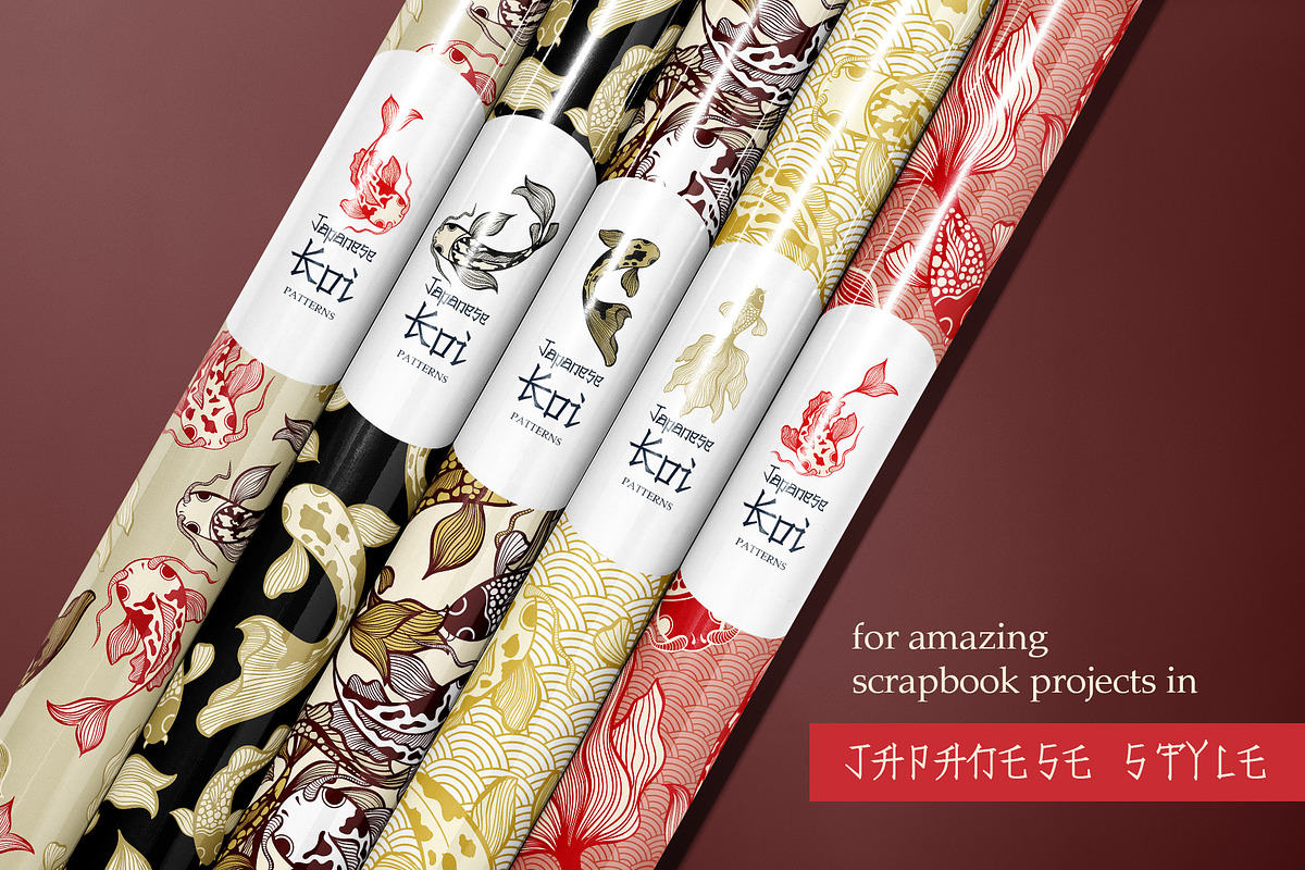 Japanese Koi Fish Vector Patterns, a Pattern Graphic by ilonitta