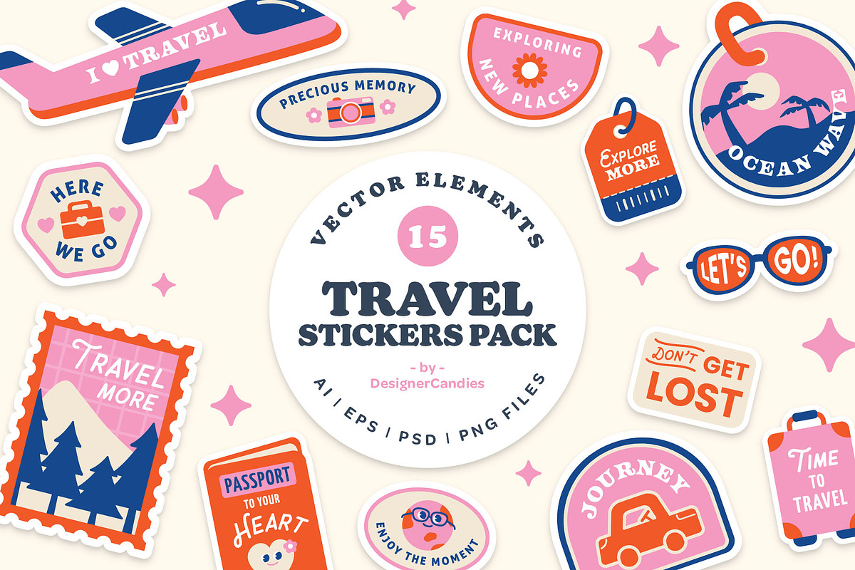 Travel Stickers Illustrations, an Object Graphic by DesignerCandies