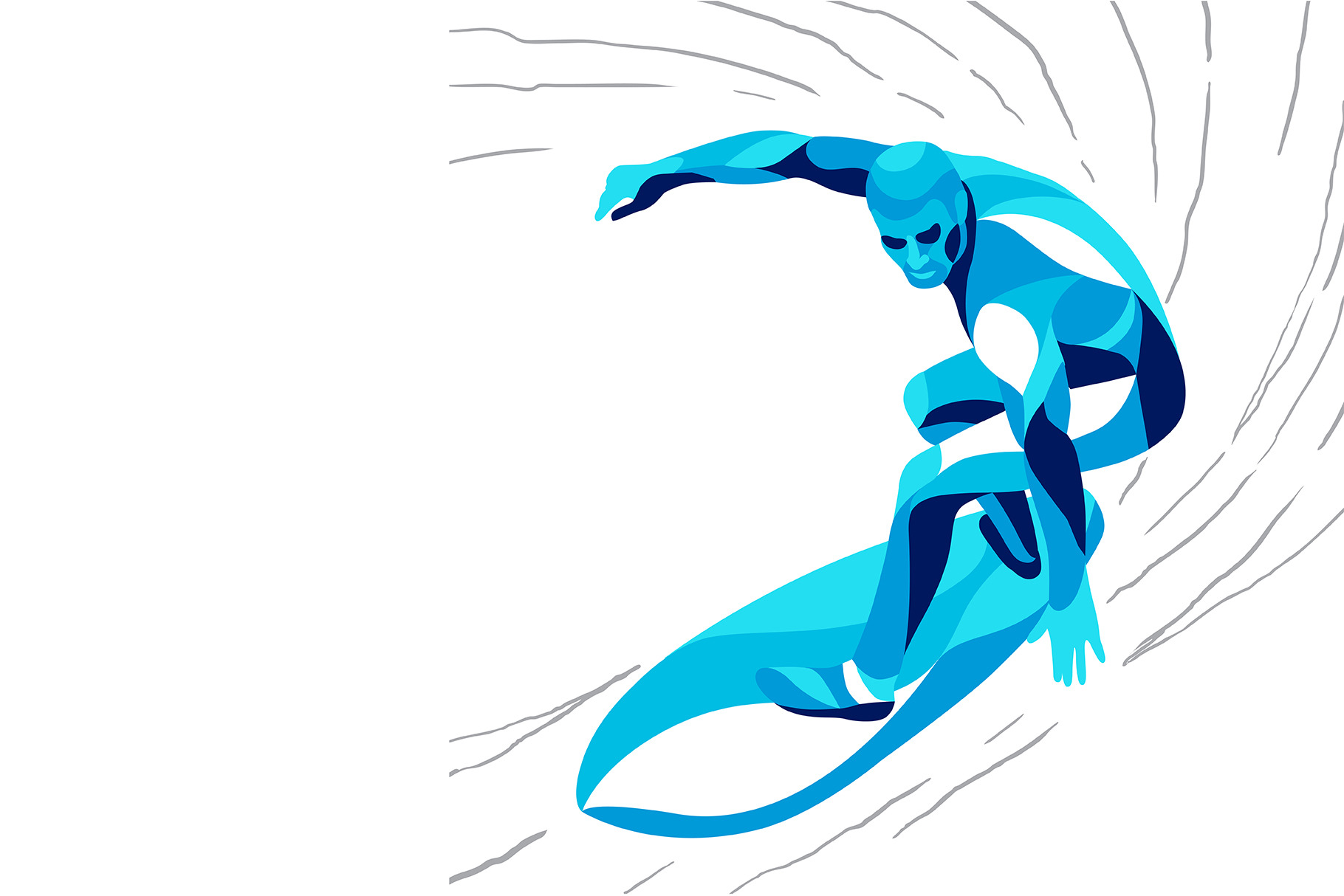 Trendy stylized surfer, an Object Graphic by Infinity Creativity