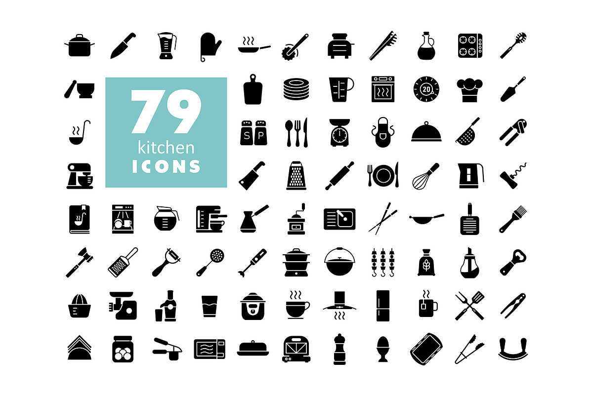 79 Cooking and kitchen vector icons, an Icon by Nasik-Nosik