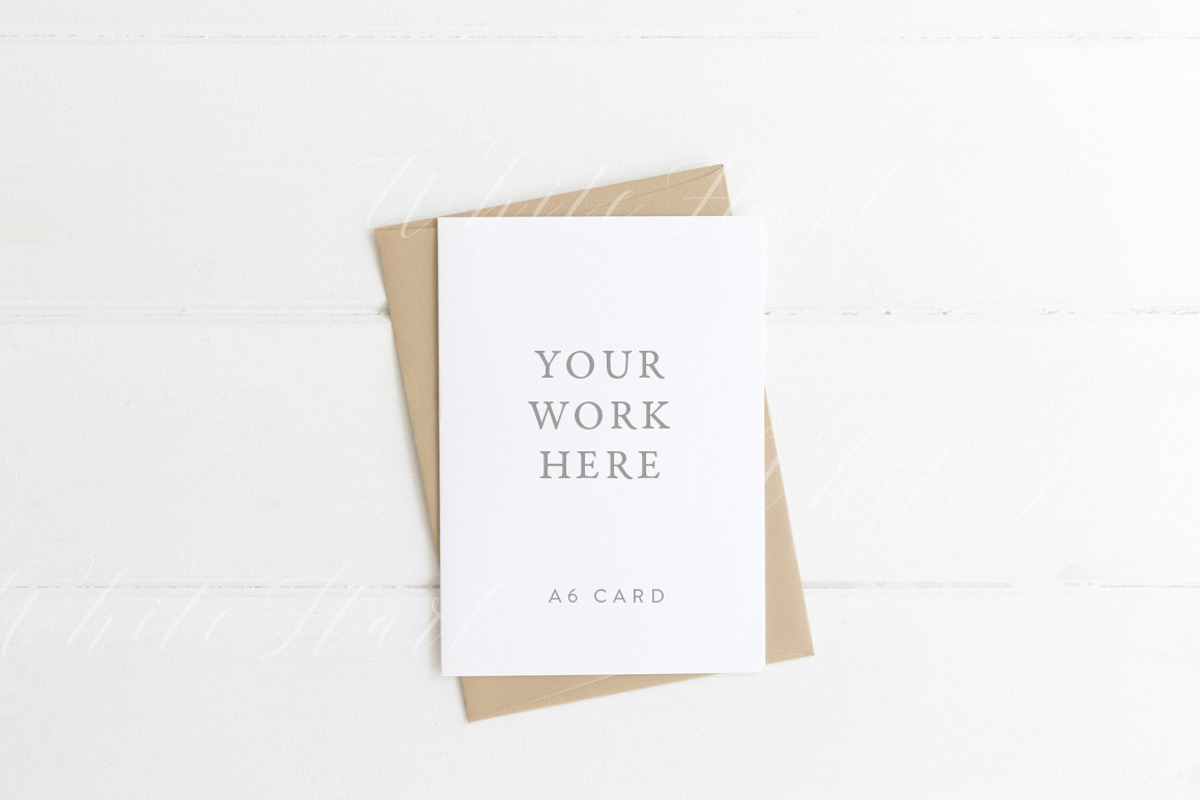 A6 card mockup - Psd + Png, a Print Template by White Hart Co.