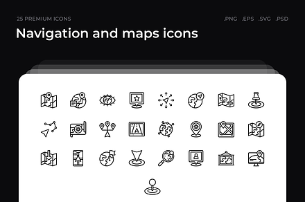 50 Maps&Navigation Line Filled Icons | Outline Icons ~ Creative Market