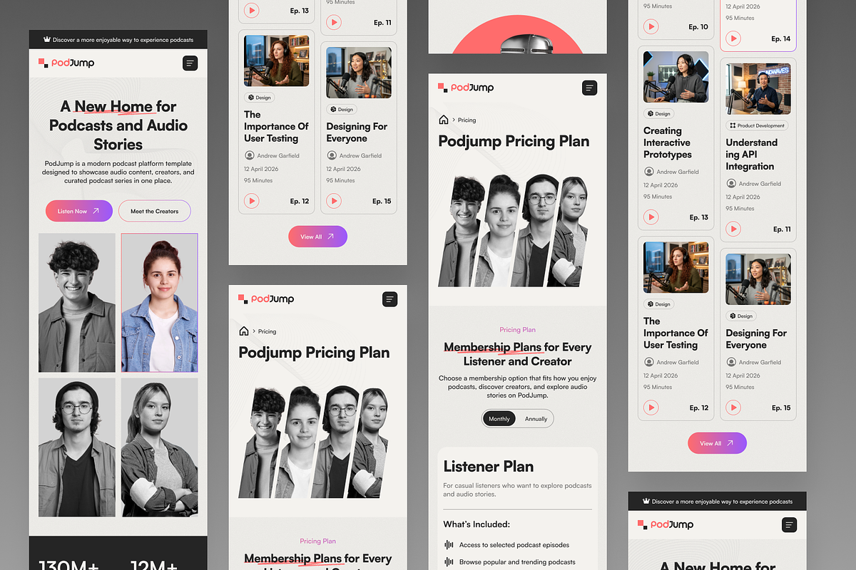 PodJump - Podcast Platform Website, a Landing Page Template by SLAB! Design