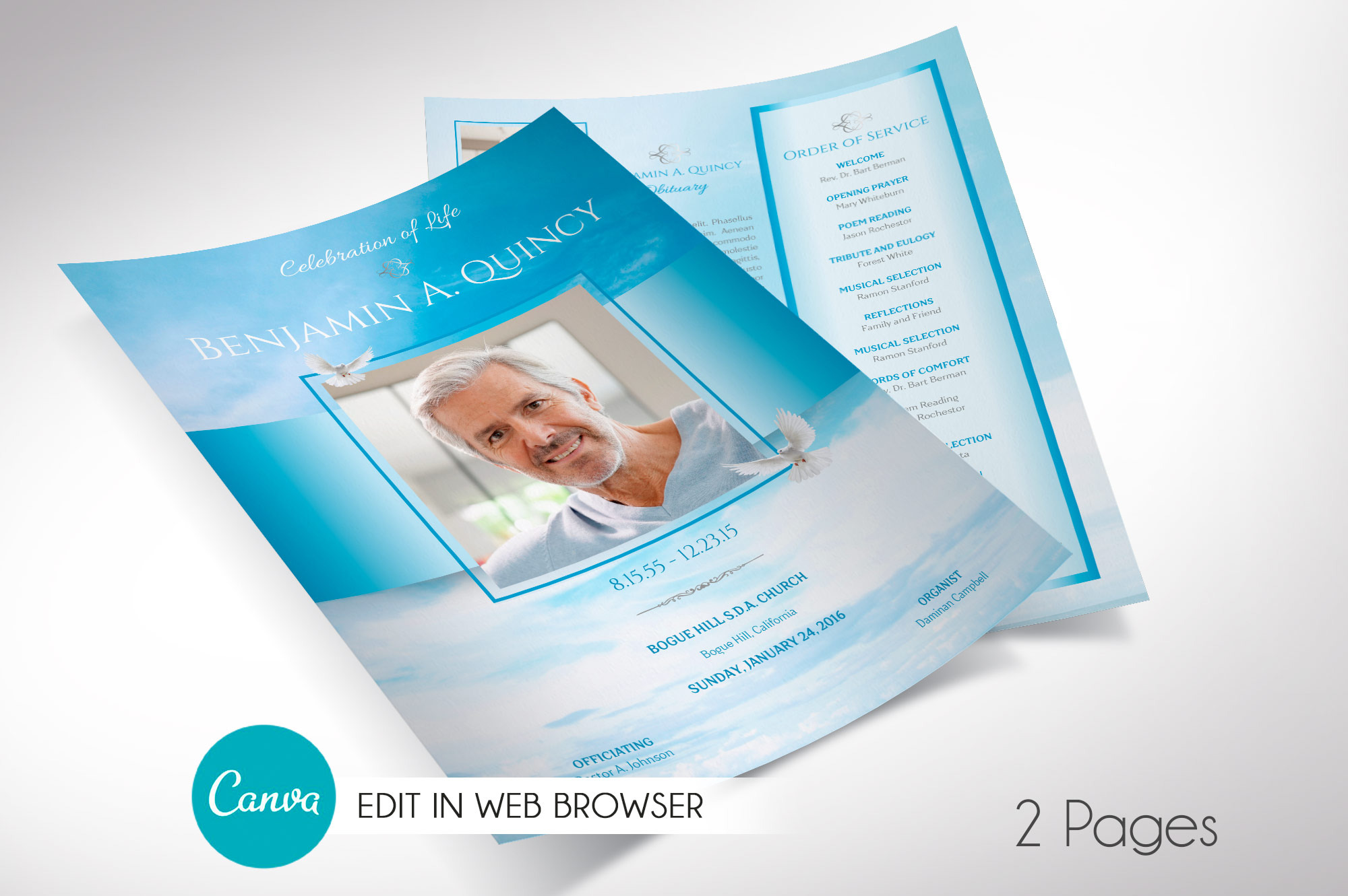 Clouds Single Sheet Funeral Program CV