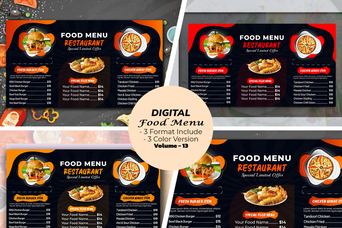 Digital Food Menu Design Template, a Stationery Template by MRI STUDIO ...