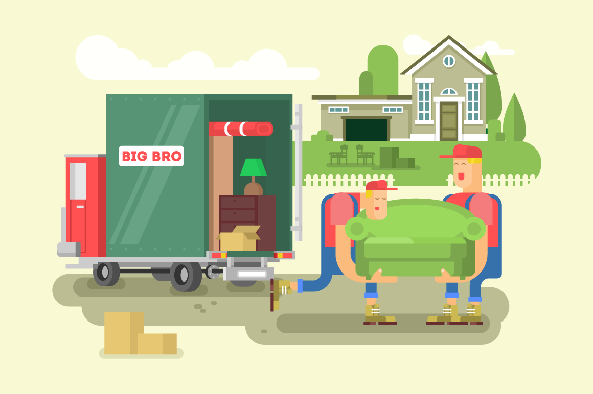 Moving design flat, an Object Illustration by Kit8.net