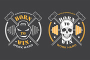 Workout and Fitness emblems set, an Icon by valeri_si