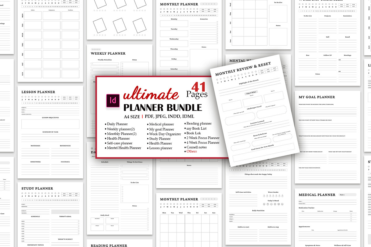 Ultimate Planner Bundle and Journal, a Stationery Template by Design Zone