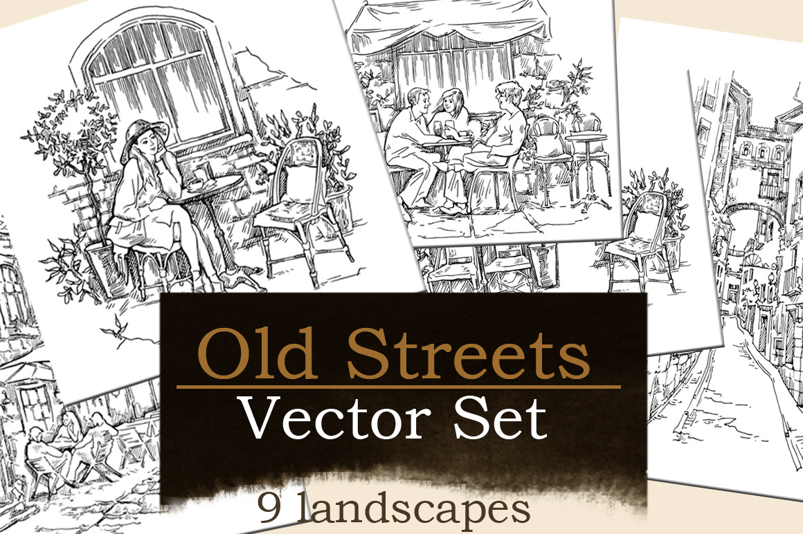 Set of Old Street landscapes, a Texture Illustration by Penndpaper