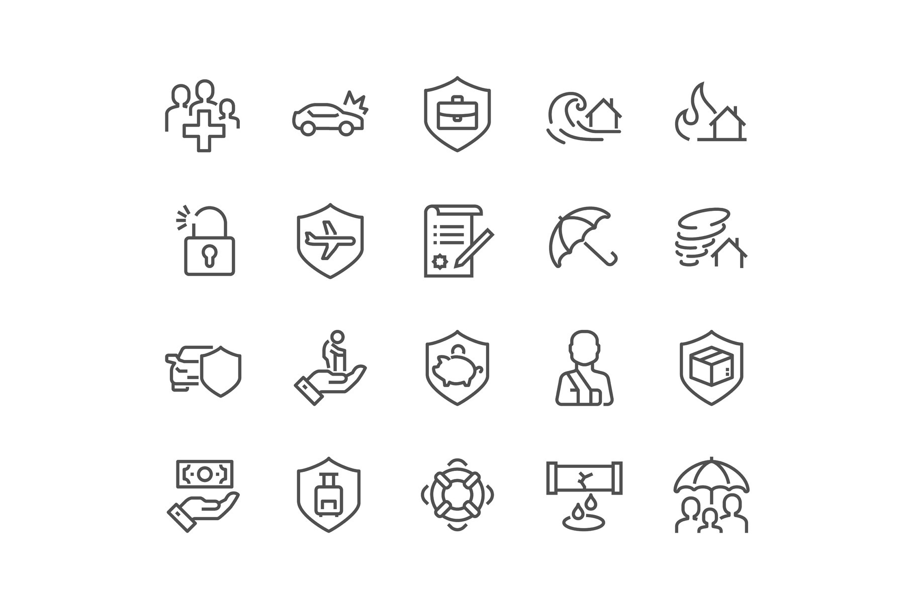 Line Insurance Icons, a Healthcare Illustration by Davooda