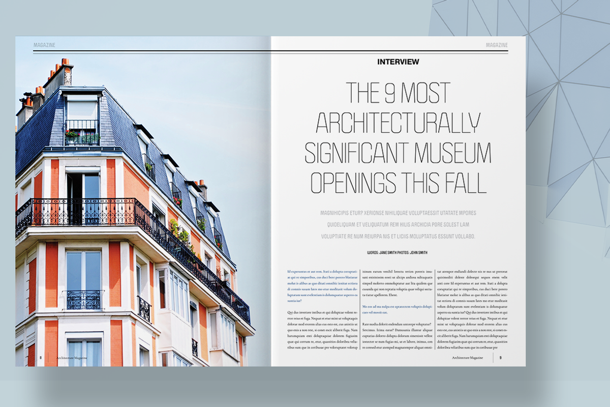 Blue Architecture Magazine Layout, a Magazine Template by Boris Cupac ...