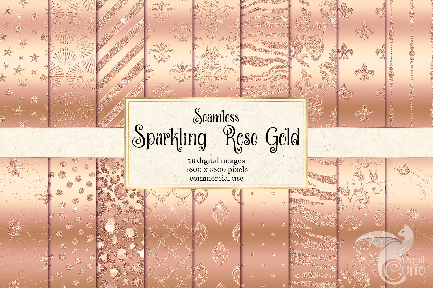 Sparkling Rose Gold Digital Paper, a Texture Graphic by Digital Curio