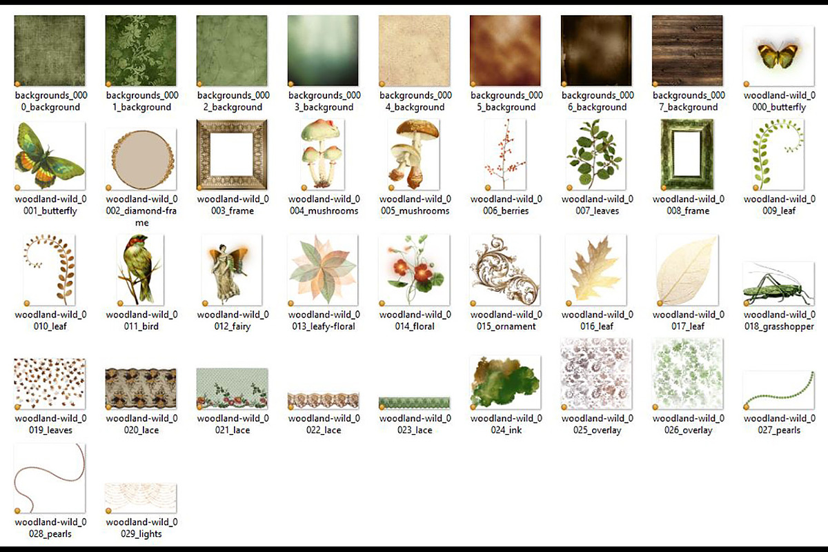 Woodland Wild Digital Scrapbook Kit, a Texture Illustration by Digital ...