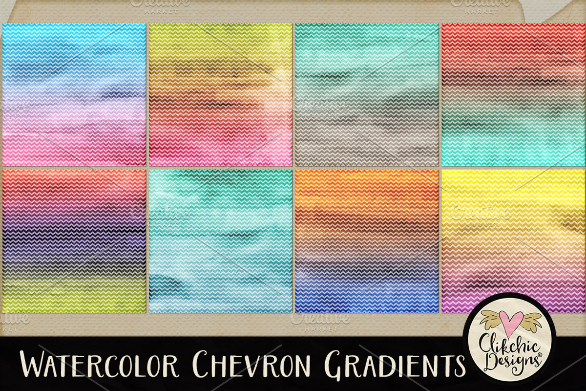 Watercolor Chevron Gradients Texture, a Texture Graphic by Clikchic Designs