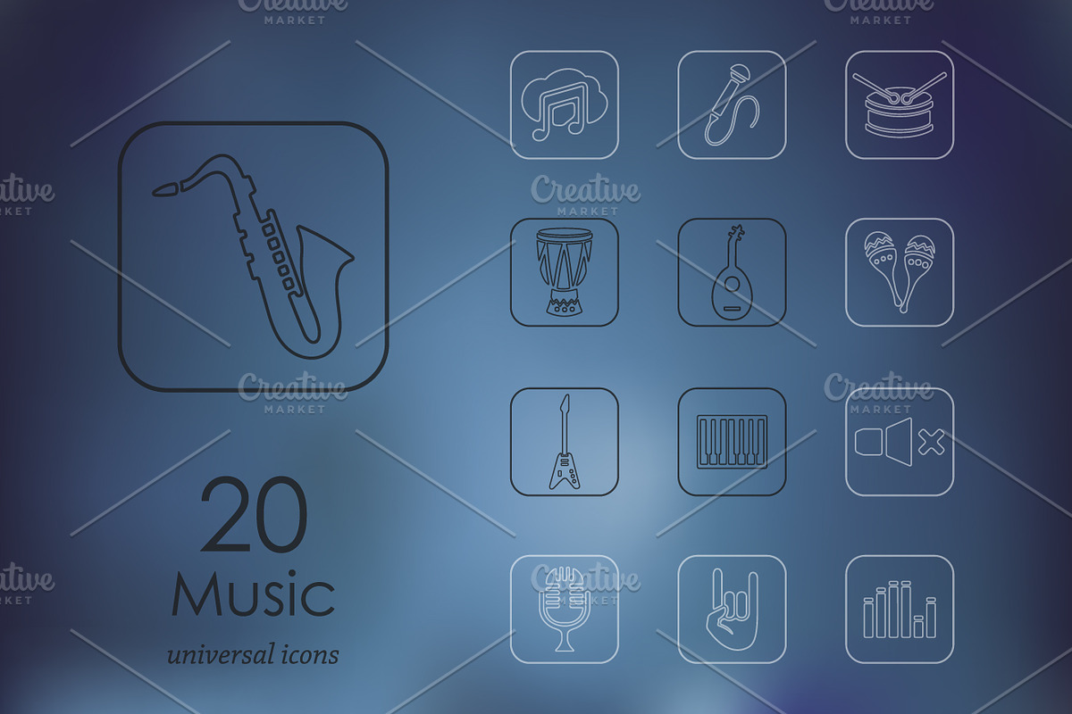 20 music icons, a Decorative Illustration by Palau