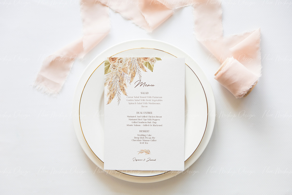 Wedding Menu 5x7 Card Mockup, a Product Mockup by ILoveMockupDesign ...