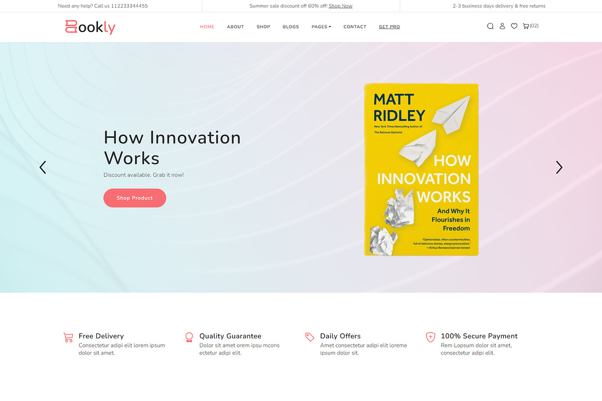 Bookly - Bookstore Website Template