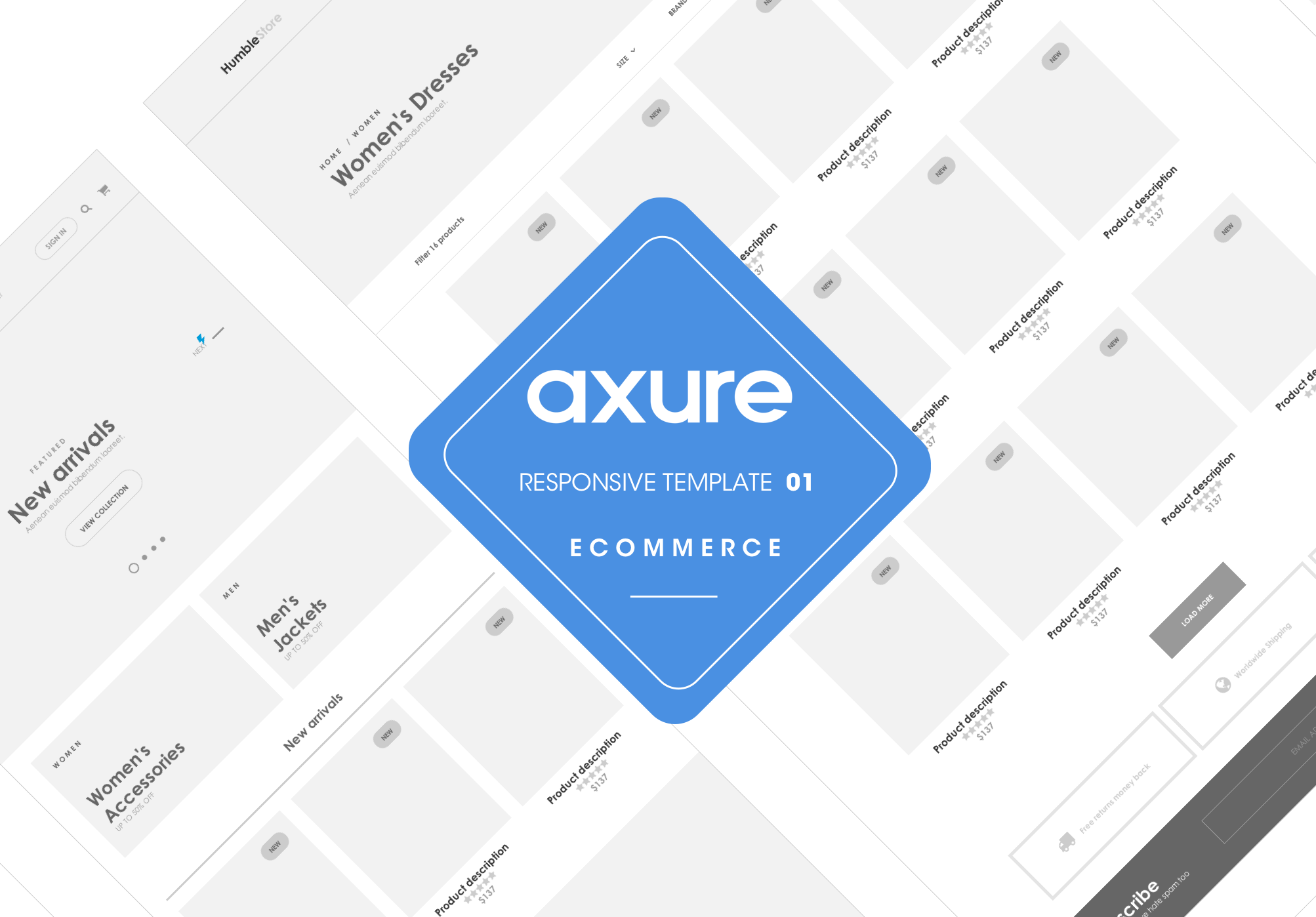 Axure responsive Ecommerce template1, a Wireframe Template by Humble UX