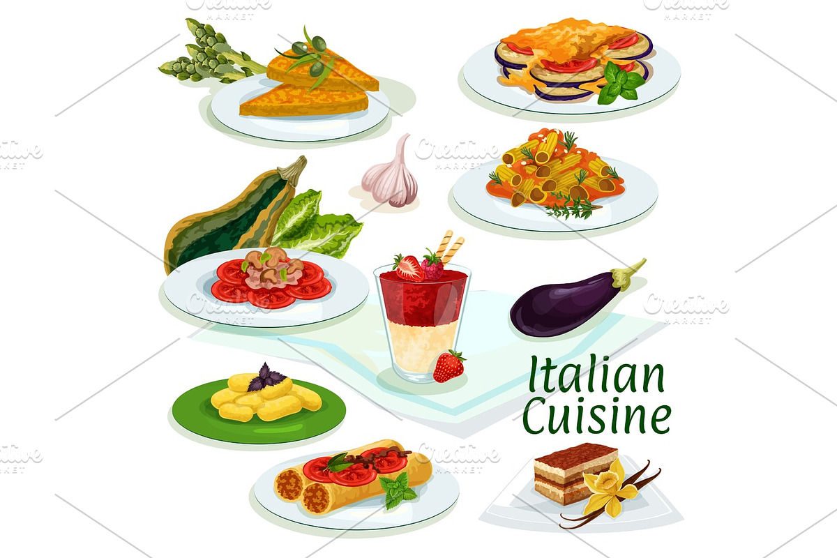 Italian cuisine traditional food cartoon icon, a Food Illustration by ...