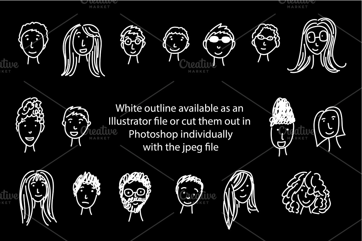 Cute Doodle Faces, a Person Illustration by Liz Pengilley Studio