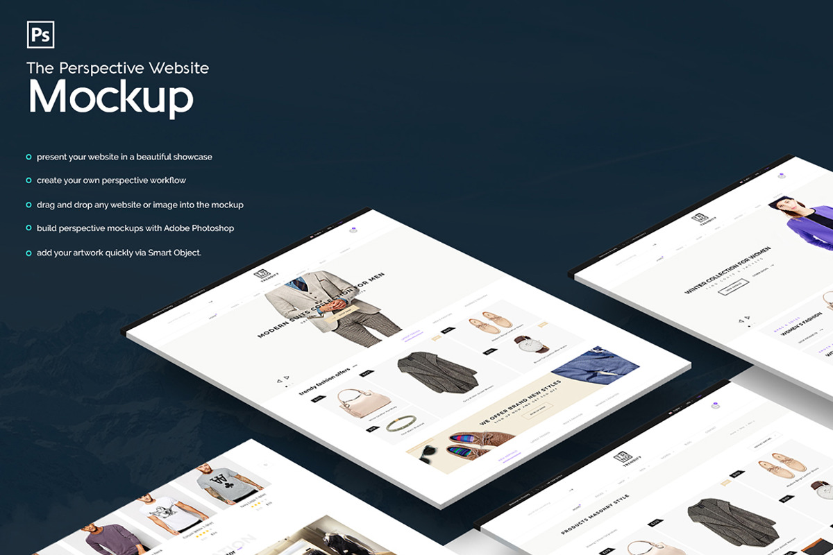 Perspective Website Mockup Bundle, a Device Mockup by KL-Webmedia