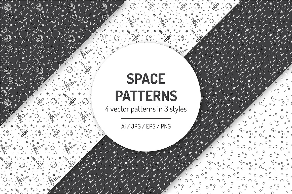 Seamless Space Patterns, a Pattern Graphic by Wild Ones
