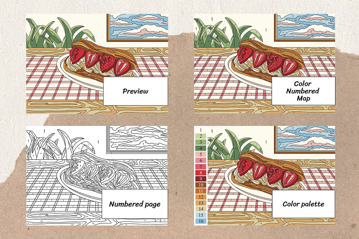 DESSERT Color By Number, a Print Template by Thursdaypaper