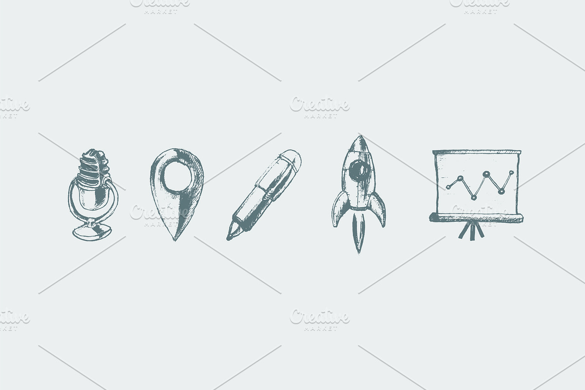 Set of sketchy network icons, an Icon by TheMountBirdStudio