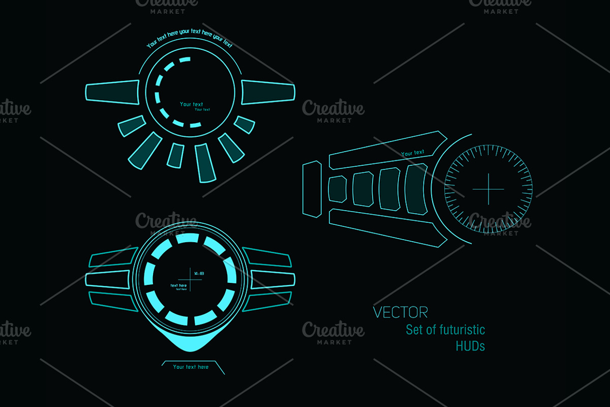 Abstract sci-fi elements for design, a Technology Illustration by Julvil