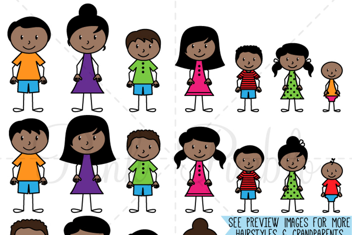 African American Stick Figure Family, a Person Illustration by PinkPueblo